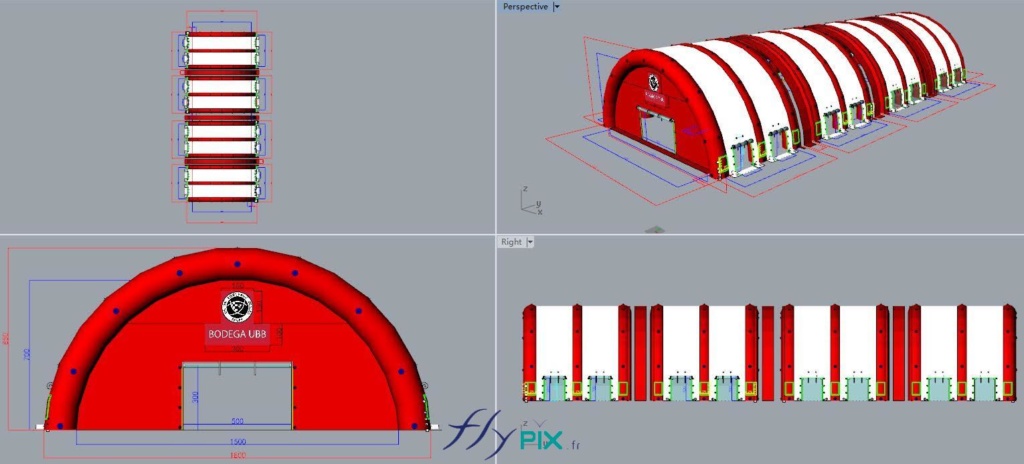 Modélisation infographie 3D abri gonflable de réception de public